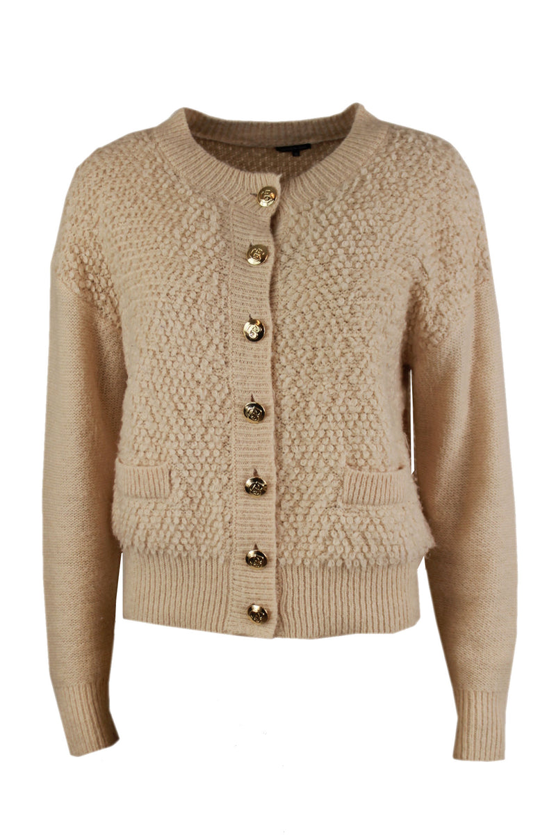 Caroline Biss beige vest van een wolmix. – Rosa Fashion Outlet
