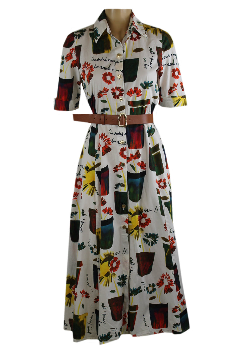 Caroline Biss doorknoopjurk met een kleurrijke print. – Rosa Fashion Outlet